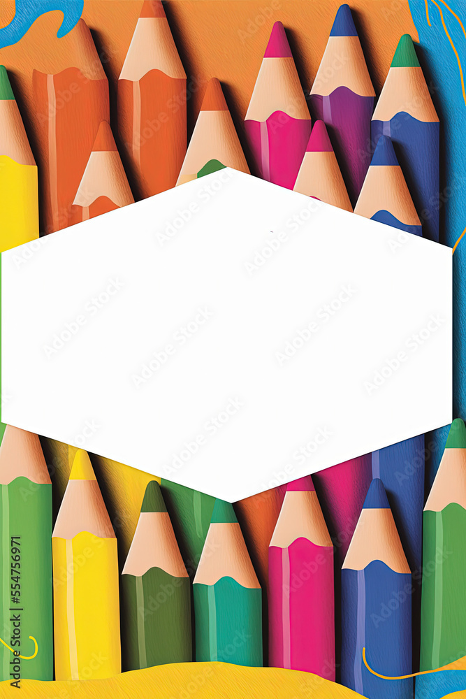 Colored Pencils Book Coloring Title Blank Template | Midjourney Ai ...