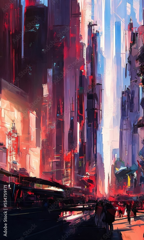 city street sci-fi fantasy illustration conceptual dystopian style ...