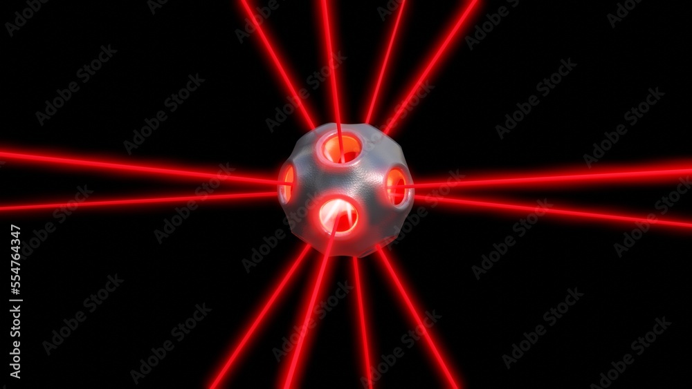 Spherical high energy laser fusion reactor. Sphere with rods receiving ...