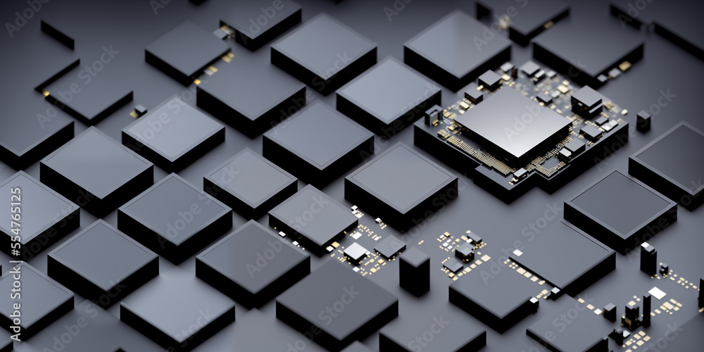 A technology background featuring a close-up of a single CPU unit with ...