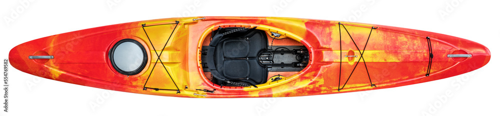 top view of crossover kayak (whitewater and river running kayak) on a ...