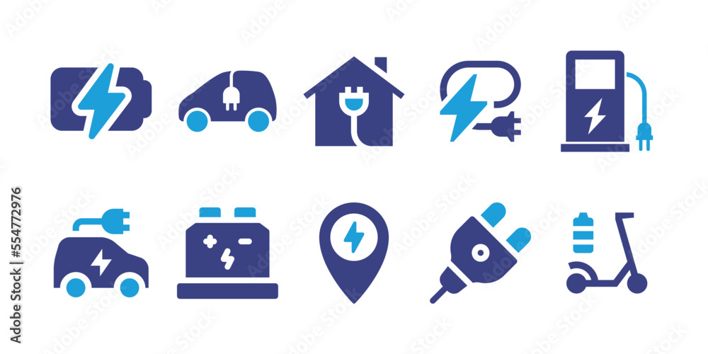 Charging icon set. Duotone color. Vector illustration. Containing ...