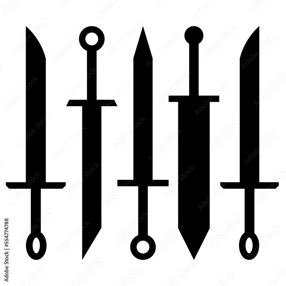 set of black sword weapon collection vector illustration Stock Vector ...
