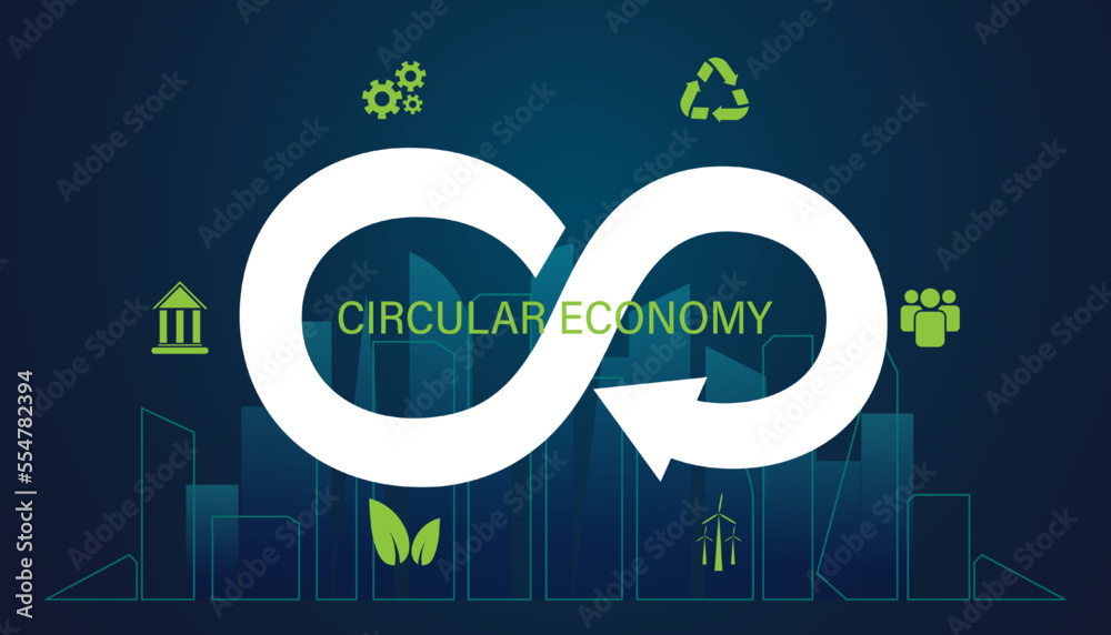 Abstract Circular Economy Symbols and Icons Environment Recycle Clean ...