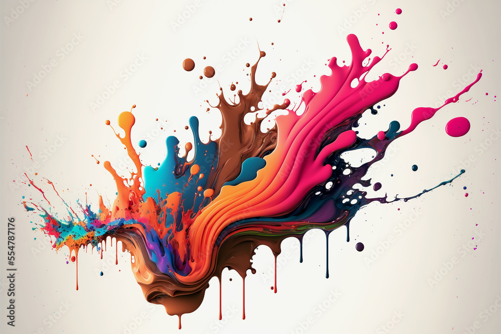 abstract paint splash isolated on white background, AI Generative ...