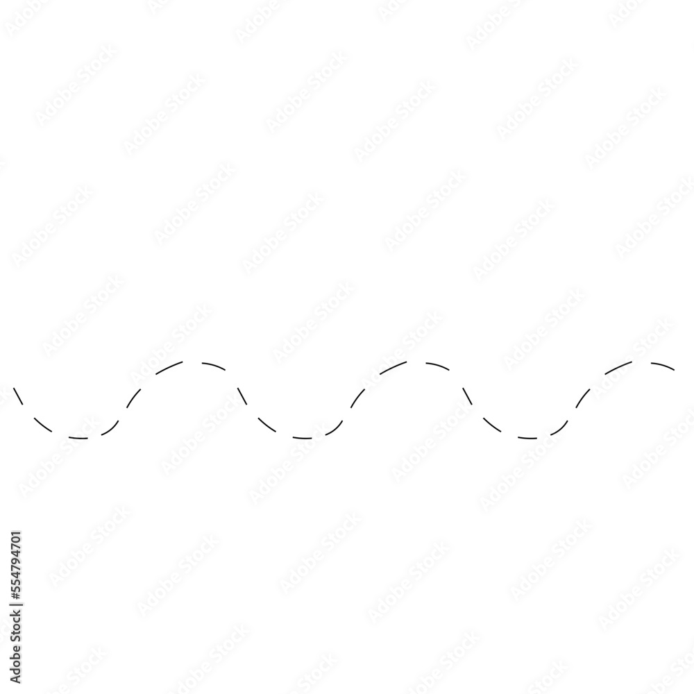 Wavy dashed line vector illustration in thin line design Stock Vector ...