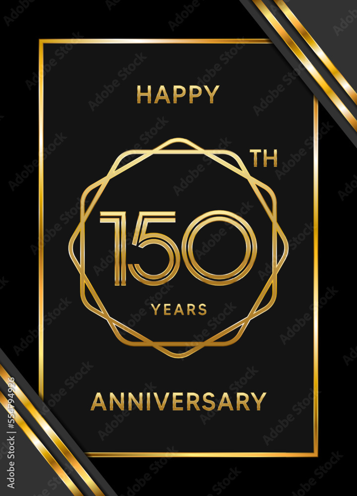 150th Anniversary. Anniversary Template Design With Golden Text, Vector ...