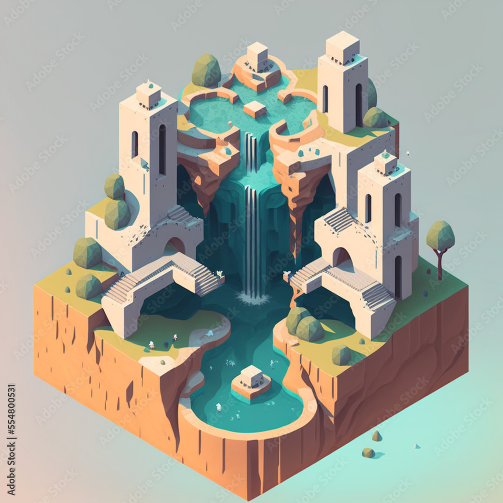 Isometric Game Level Map Render Stock Illustration | Adobe Stock