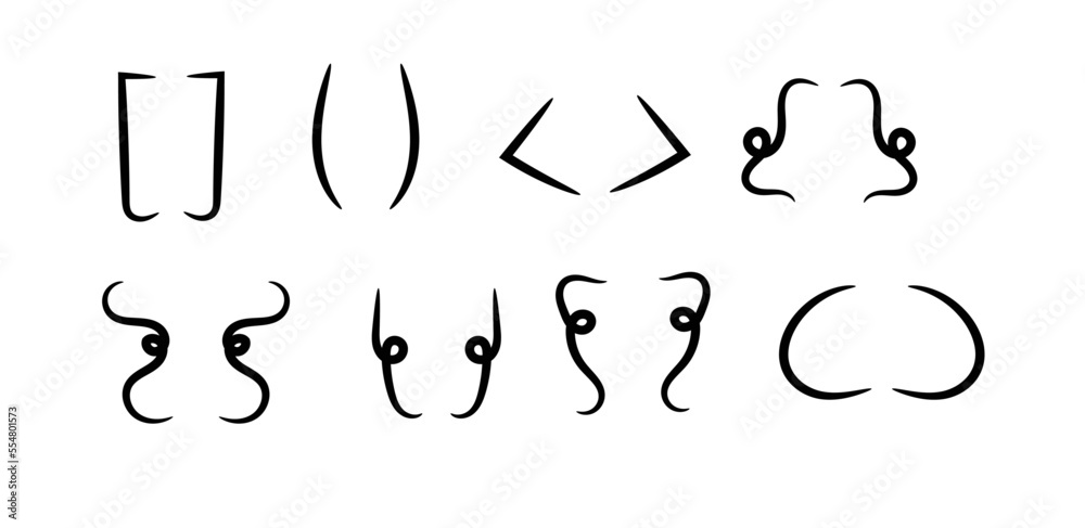 Hand drawn bracket, parenthesis element. Doodle sketch bracket for text ...