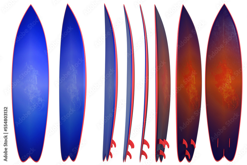 3D Render : surfboard mockup with different angle for graphic resource ...