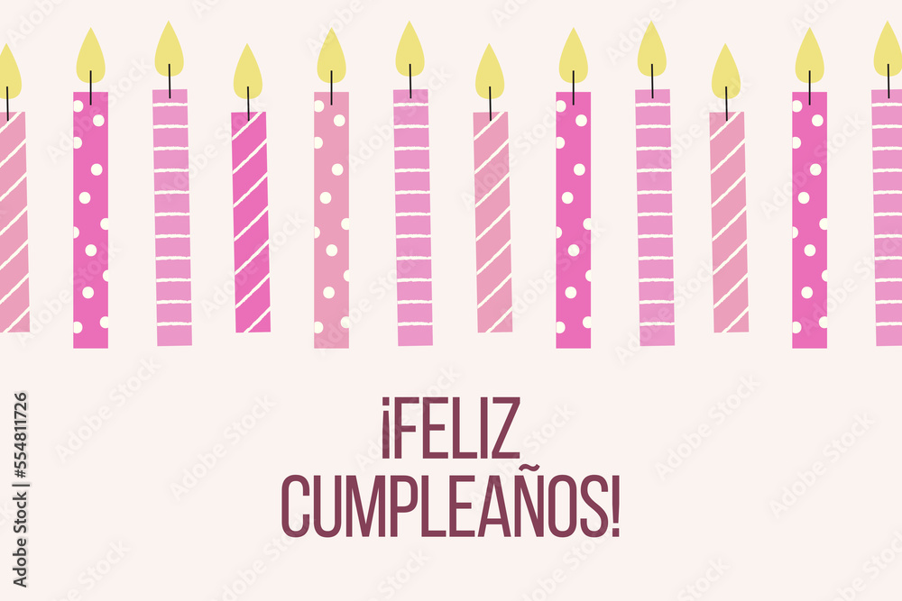 Feliz Cumpleanos Happy Birthday Greeting Card In Spanish Lettering