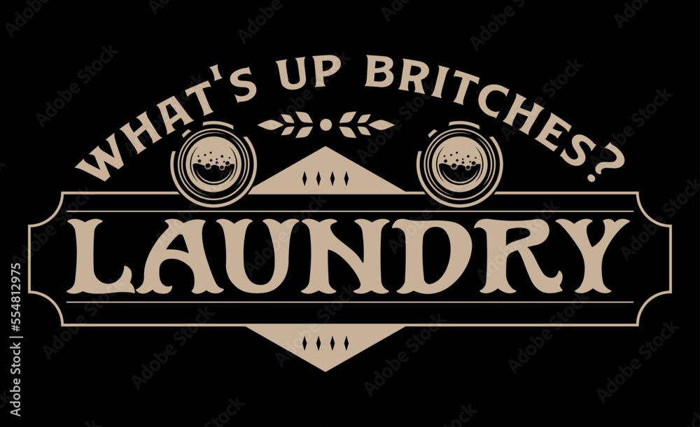 Vintage laundry sign symbols vector illustration isolated. Laundry ...