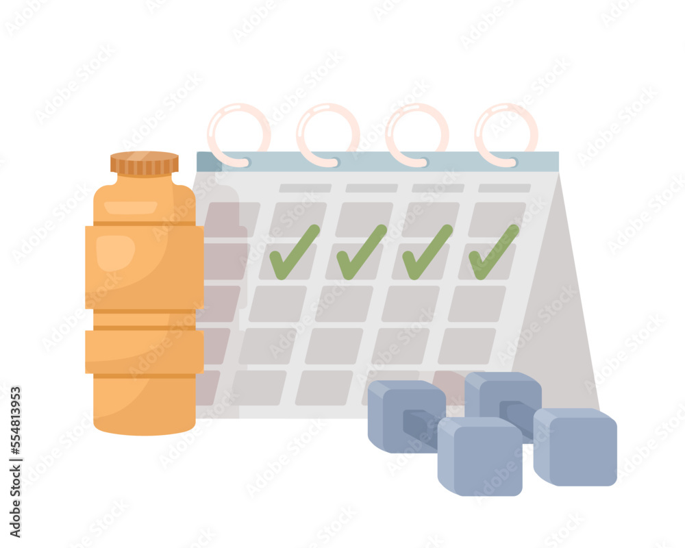 Regular exercise semi flat color vector objects. Editable elements ...
