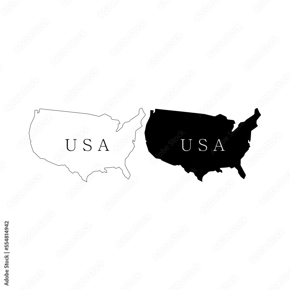 USA map. American map. United States of America map in flat and lines ...