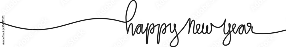 continuous single line drawing of phrase HAPPY NEW YEAR, line art ...