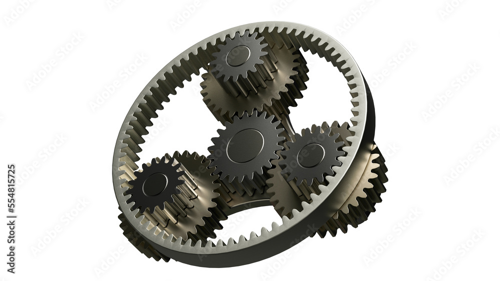 Planetary gear. Transparent background. 3D Rendering. Stock ...