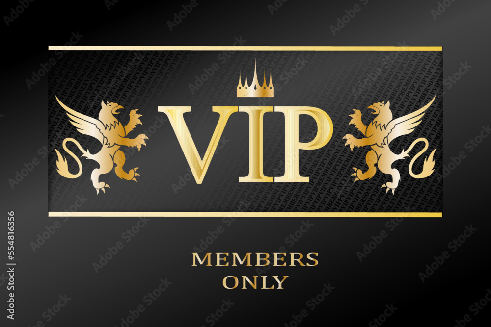 luxury gold and black premium vip card for club members only with lions ...