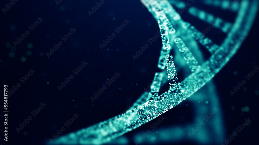 Abstract construction of a DNA molecule from particles. Concept of ...