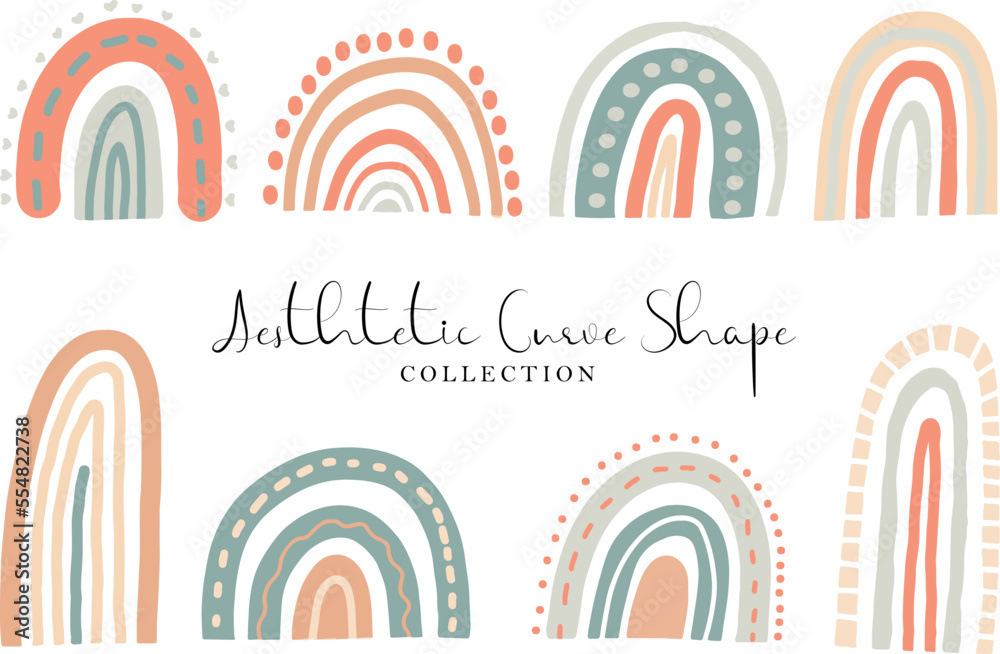 aesthetic modern curve abstract shape with retro color collection Stock ...