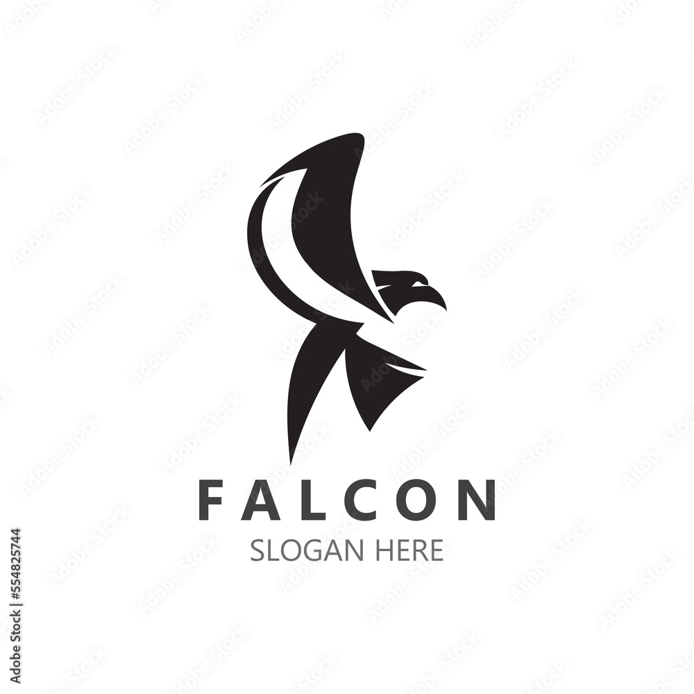 Falcon logo design image, silhouette eagle template illustration Stock ...