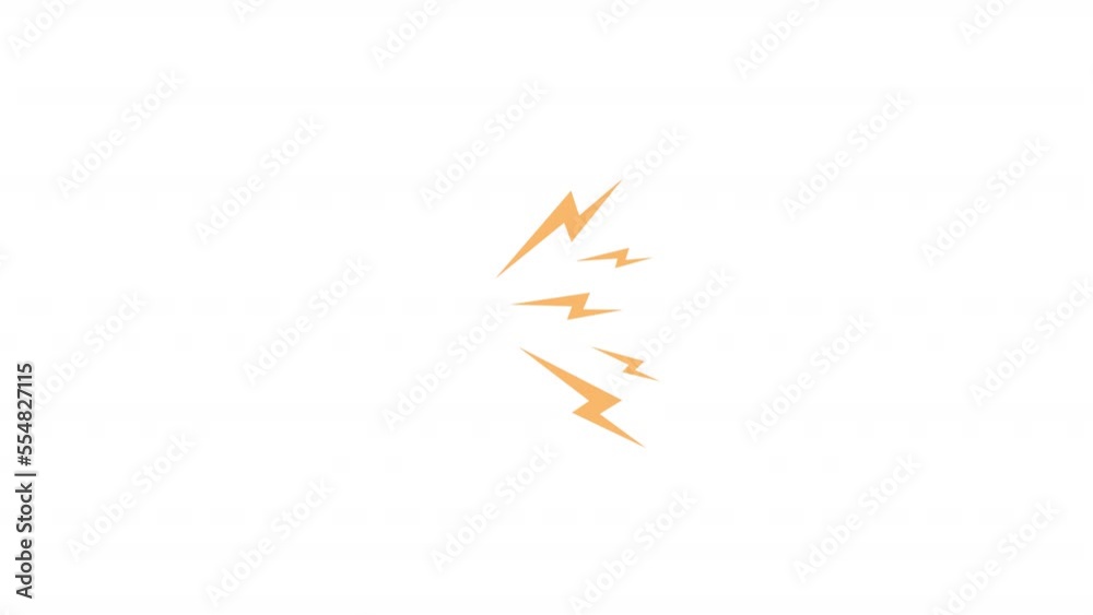 Animated lightning element. Flat cartoon style HD video footage ...
