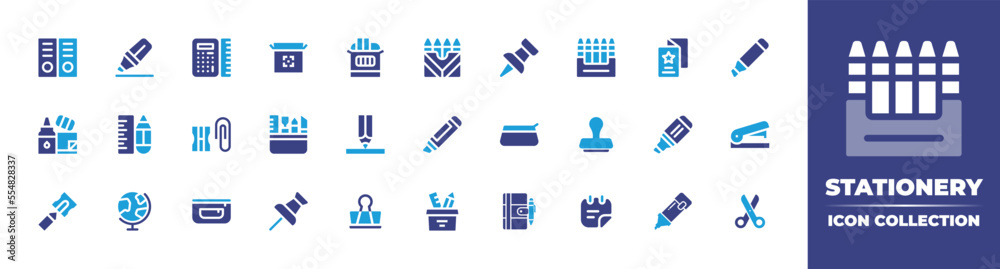 Stationery icon collection. Vector illustration. Containing blinder ...