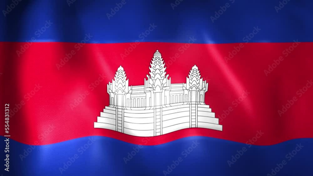 Animation of Cambodian flag. 4K. Cambodia flag flying, Kingdom of ...