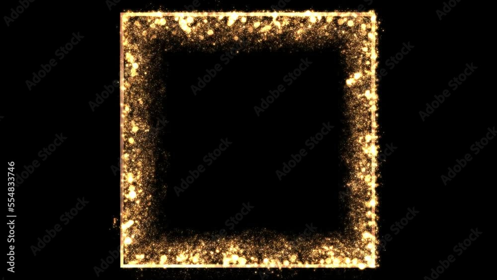 square shape particles loop geometry Transparent Video. Gold square ...