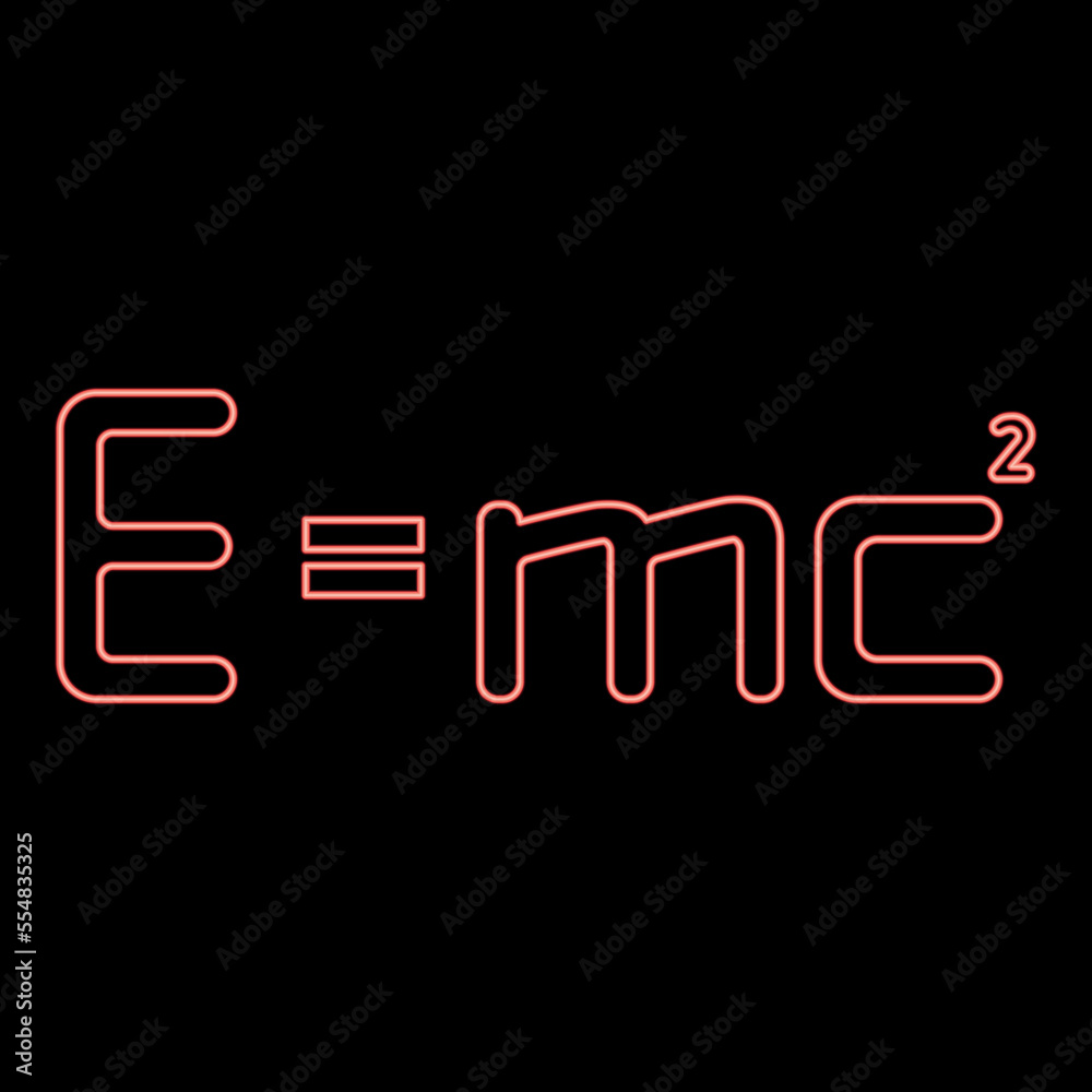 Neon e=mc Energy formula physical law E=mc sign e equal mc 2 Education ...