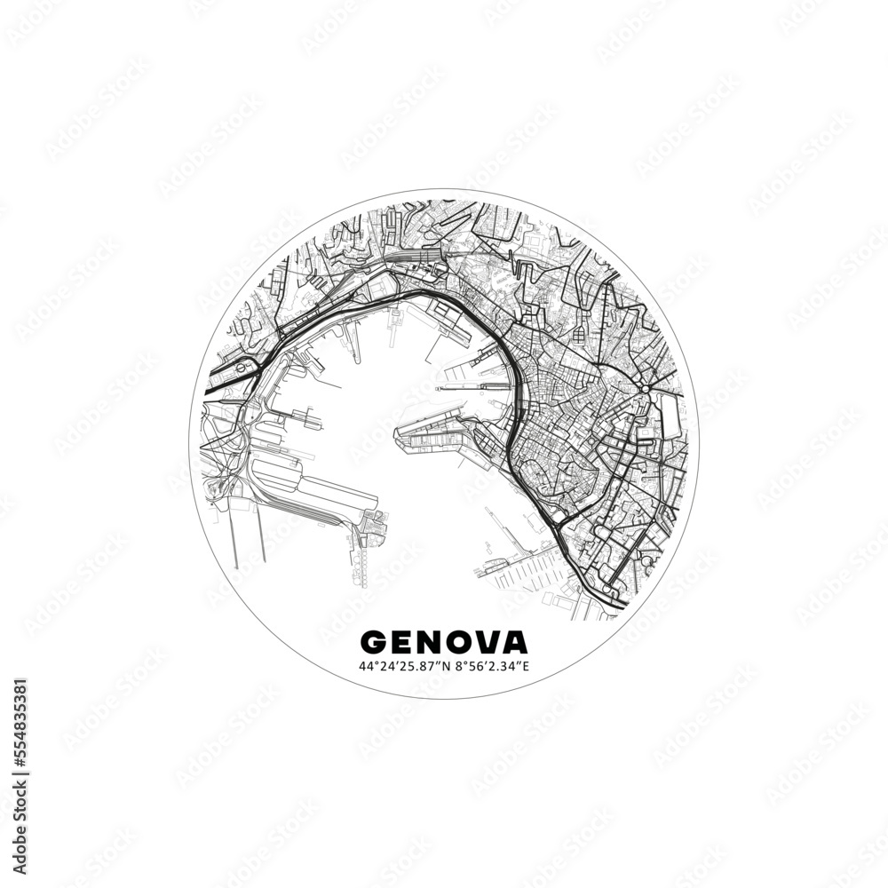 Mappa Genova Stock Vector | Adobe Stock