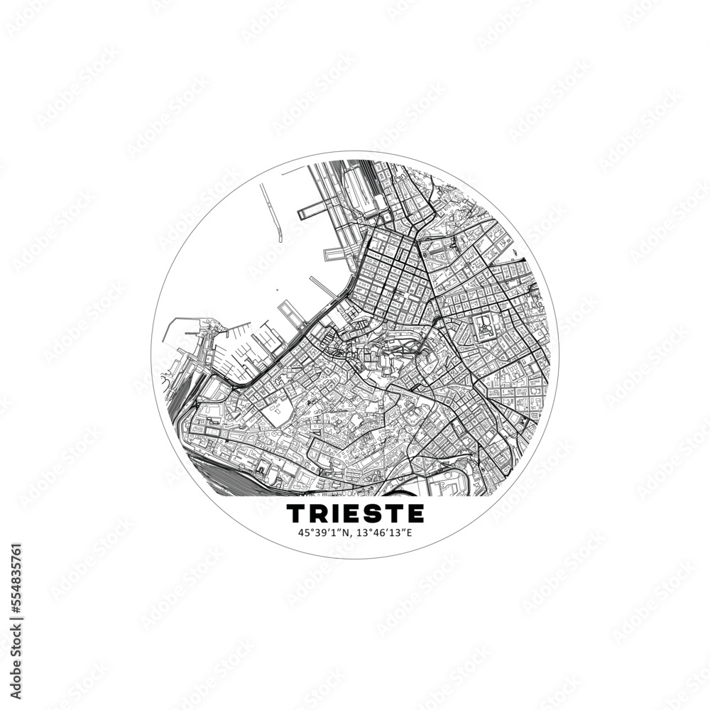 Mappa Trieste Stock Vector | Adobe Stock
