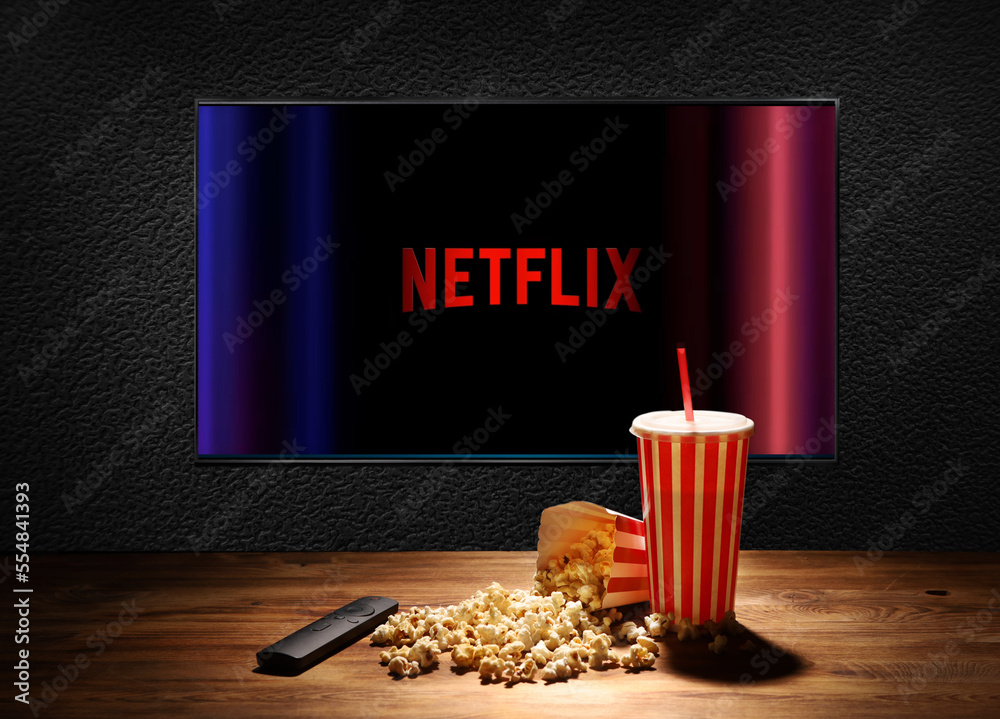 Moscow, Russia - December 10, 2022: TV Television Netflix logo on ...