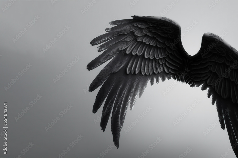 Pair of Dark Angel Wings Flapping made with Generative AI Stock ...