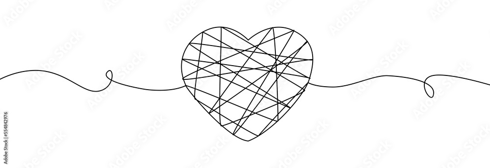 Heart line art drawing.Hand drawn heart isolated on white background ...