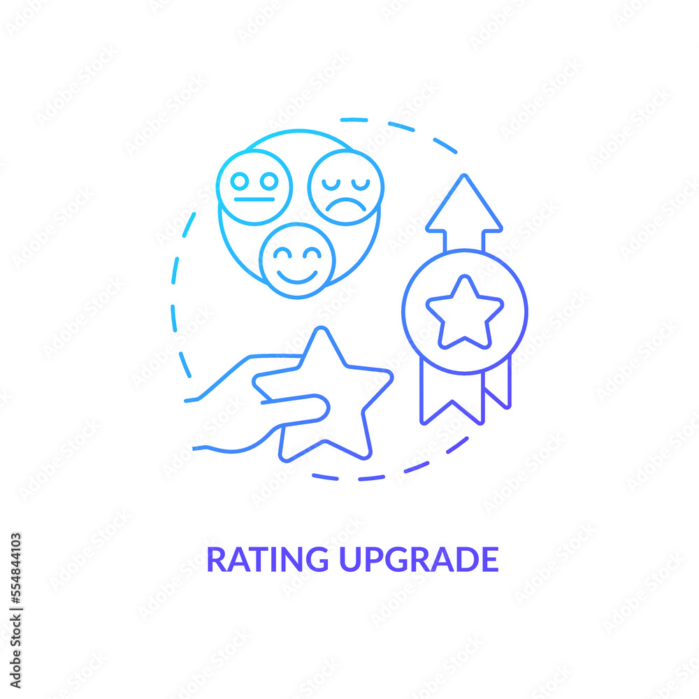 Rating upgrade blue gradient concept icon. Improve company ...