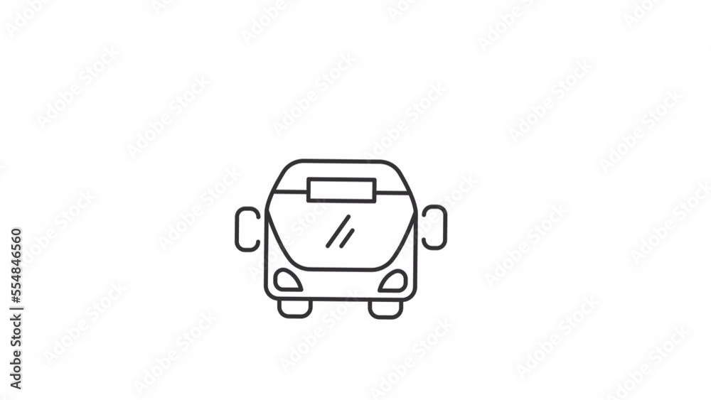 Animated public transit linear icon. Electric bus en-route charging ...