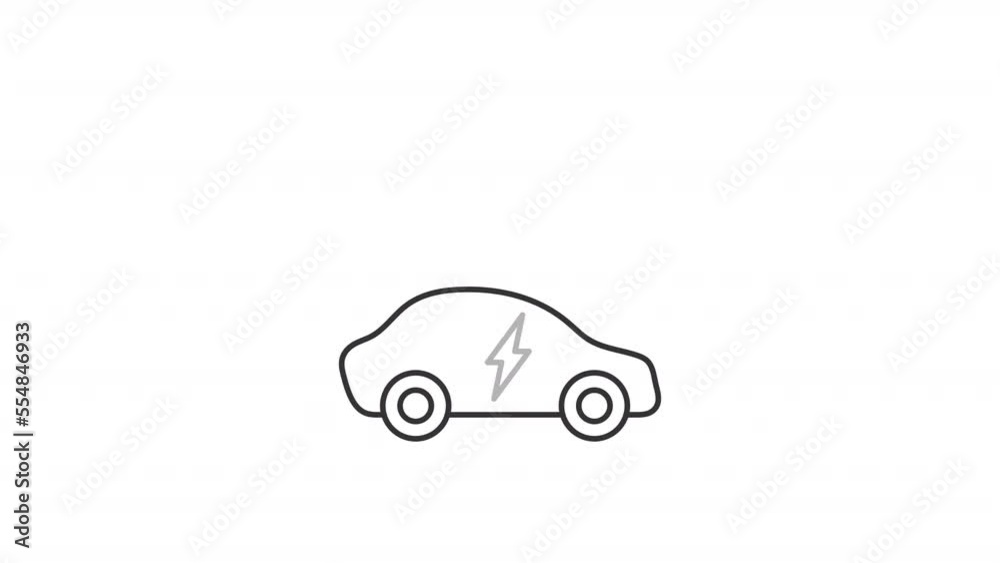 Animated EV charge time linear icon. Speed. Measuring time for charging ...
