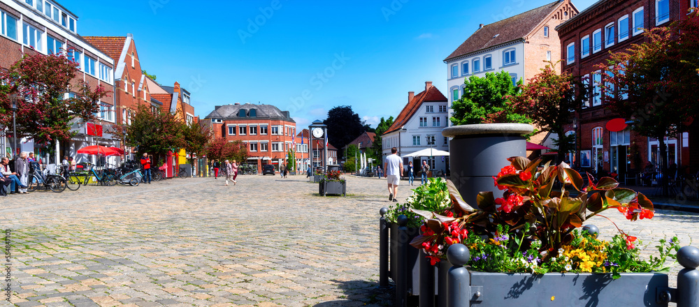 Downtown of Preetz, Schleswig Holstein. Preetz is also known as the ...