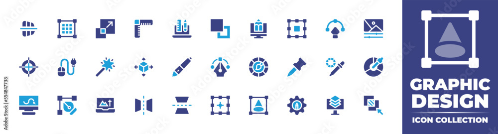 Graphic design icon collection. Duotone color. Vector illustration ...