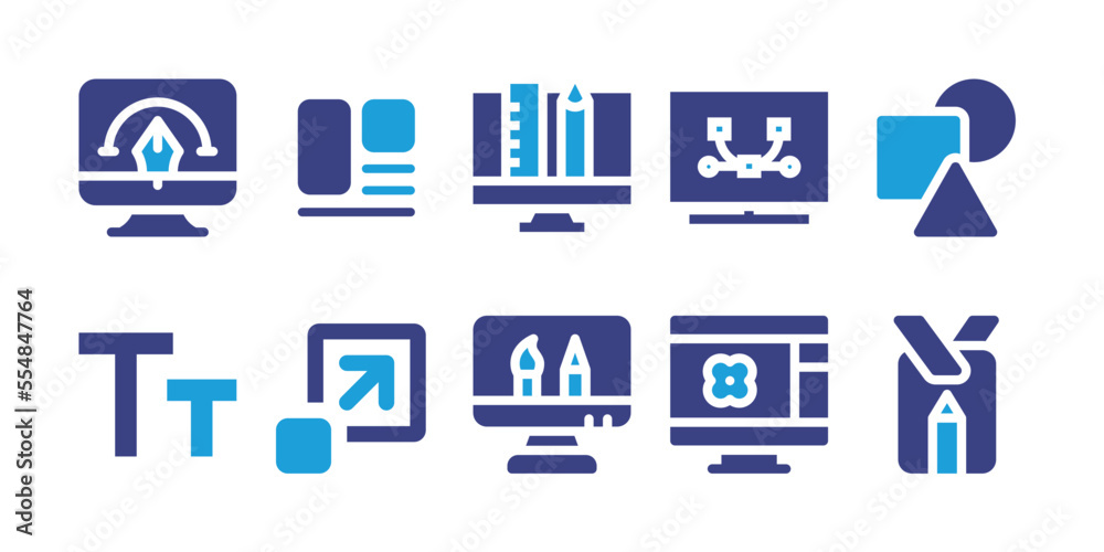 Graphic design icon set. Duotone color. Vector illustration. Containing ...