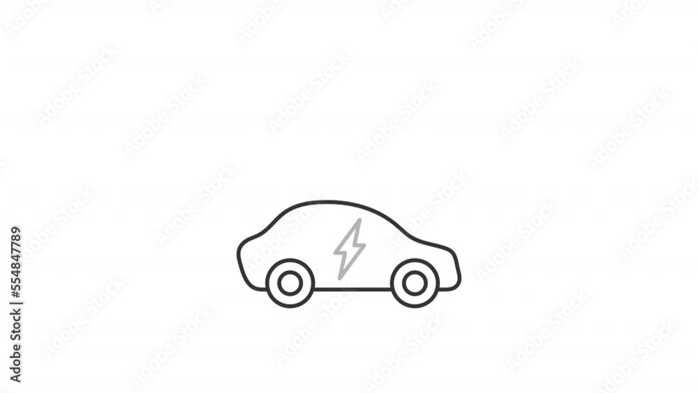 Animated EV tariff linear icon. Electric vehicle energy bill. Renewable ...