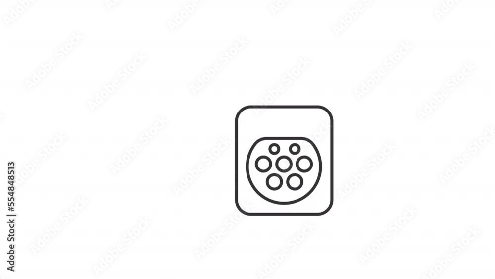 Animated connectors linear icon. EV charging equipment. Fast charger ...