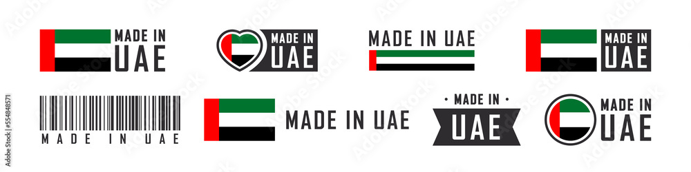 Made in UAE logo or labels. UAE product emblems. Vector illustration ...