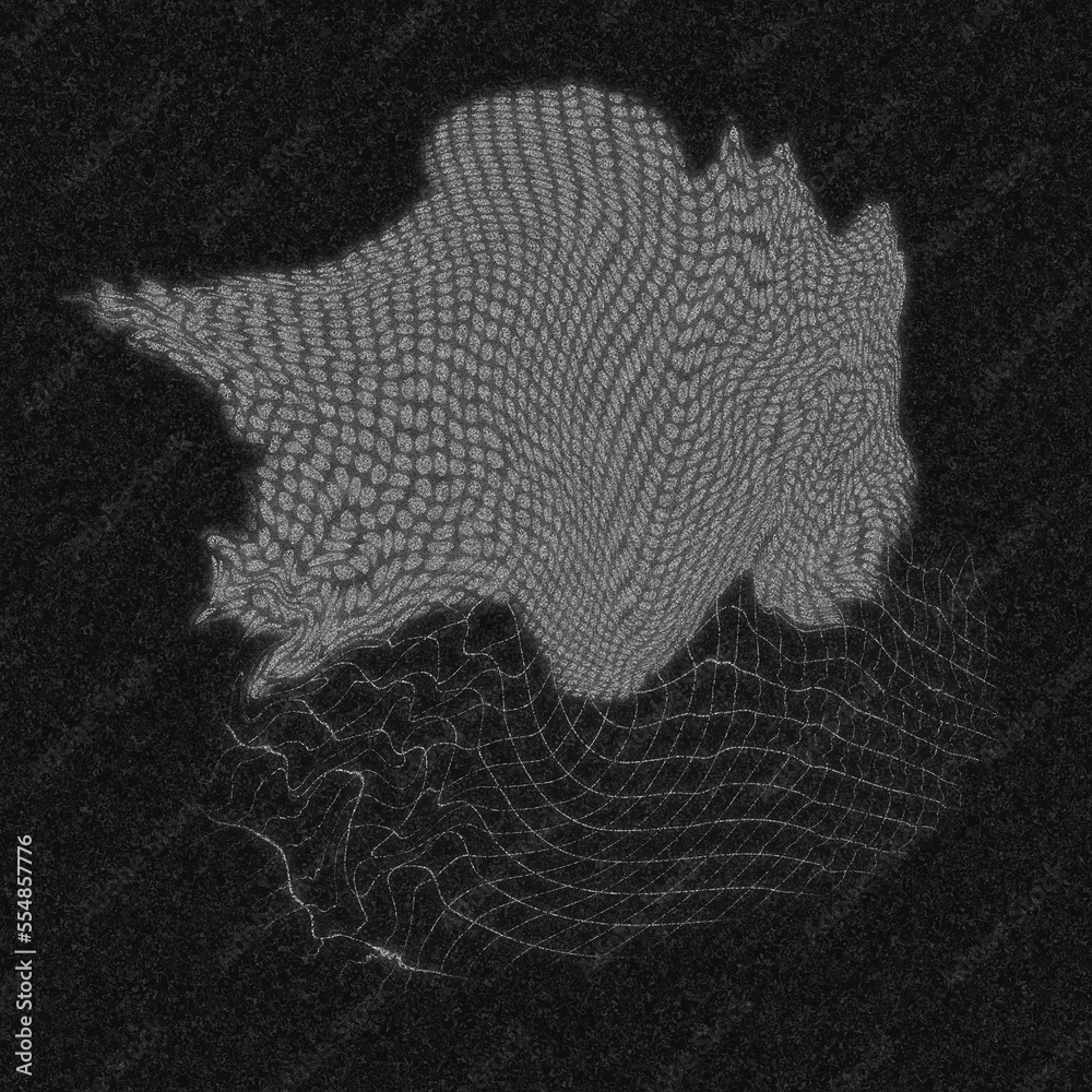Black And White Abstract Blob Science Dots And Graph Diagram With Vintage Retro Noise Grain