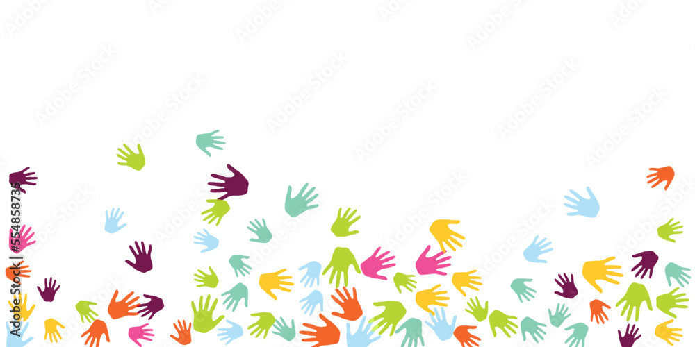 Creative kids handprints preschool education concept vector Stock ...