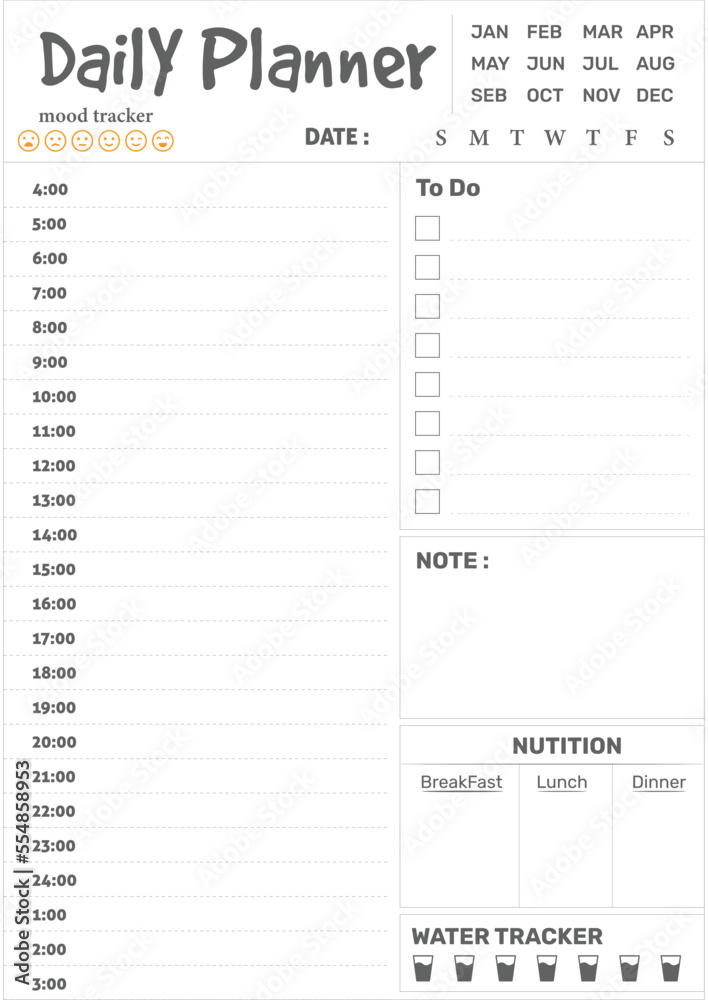 Daily Routine Planner Printable and Digital Pages Stickers 2023 A4 Size ...