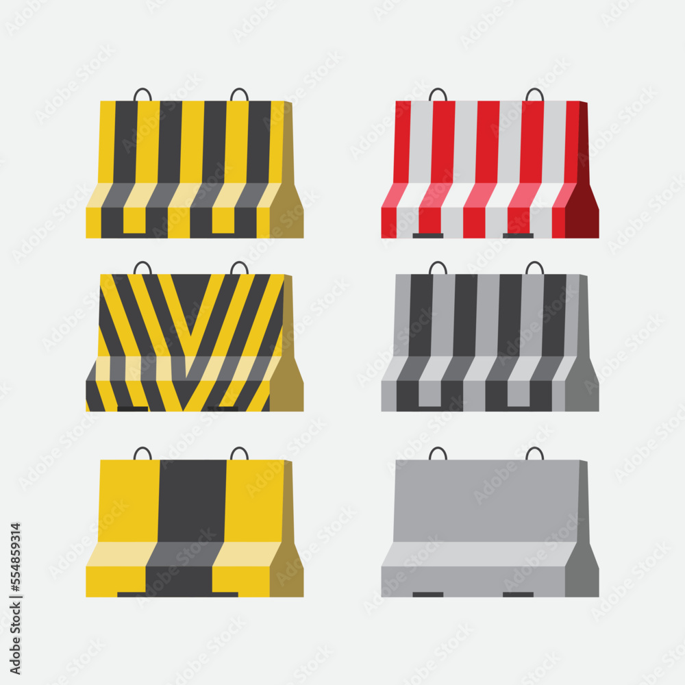 Police Concrete barricades Collection vector illustration Stock Vector ...