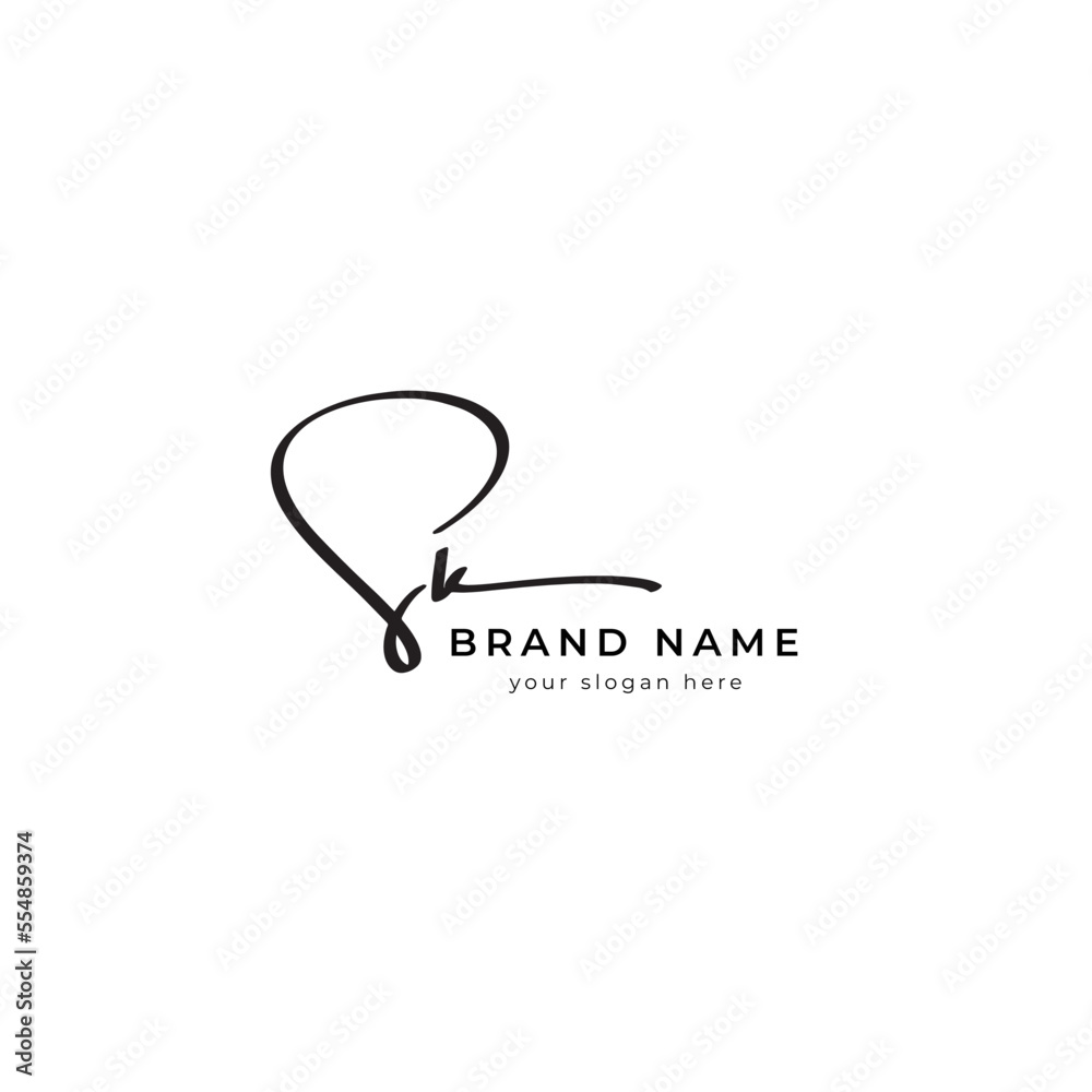 S K initial letter signature logo or handwritten letter monogram Stock ...