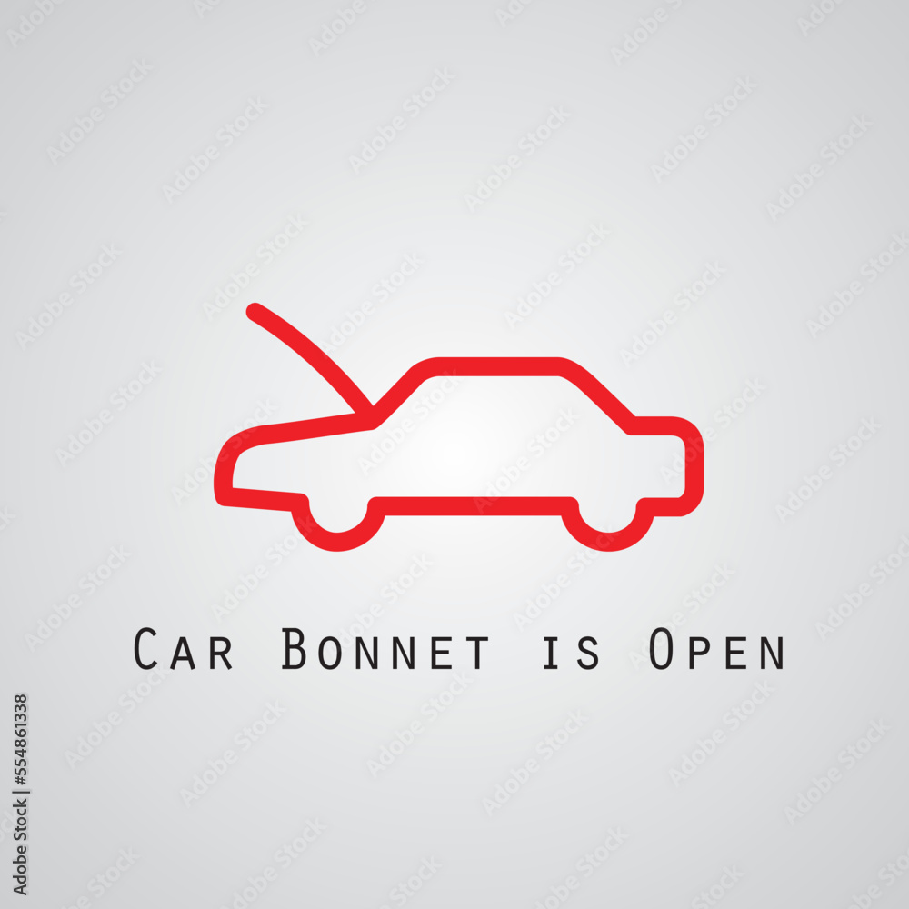 Car bonnet is open sign dashboard panel minimal flat icon warning ...