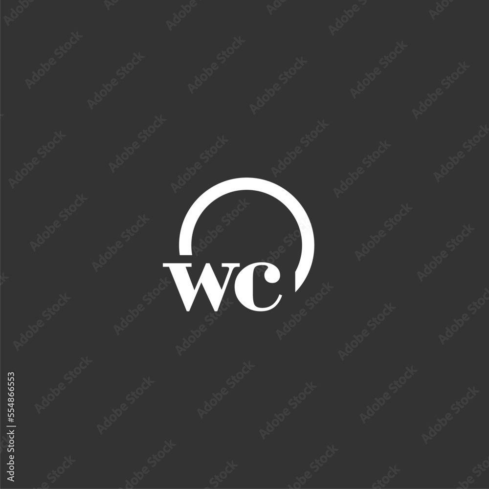 WC initial monogram logo with creative circle line design Stock Vector ...